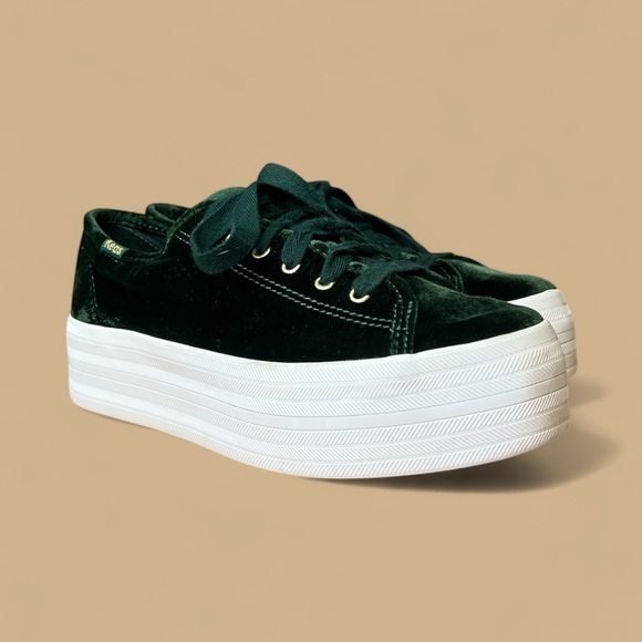 Keds | Shoes | Keds Dark Green Velvet Platform Sneakers Sz 7 | Poshmark